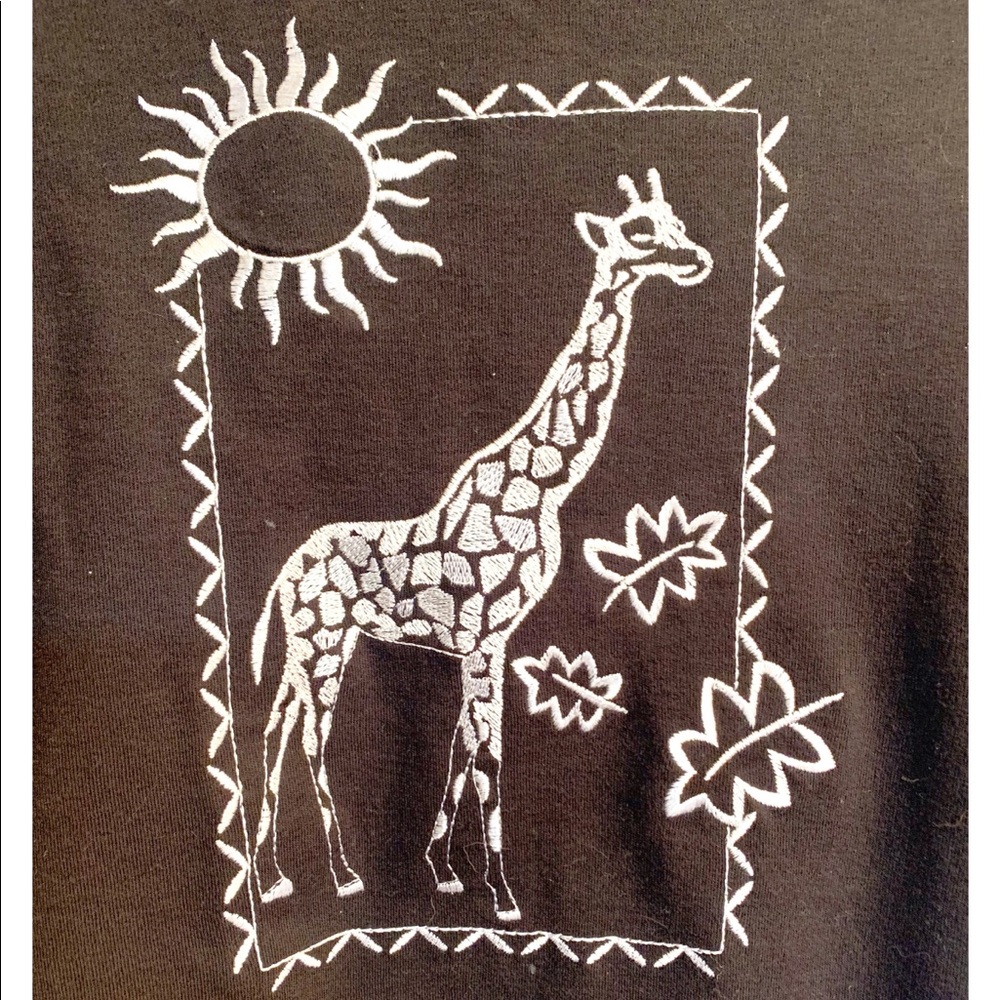 Vintage Giraffe Top With Gingham Border - Gem